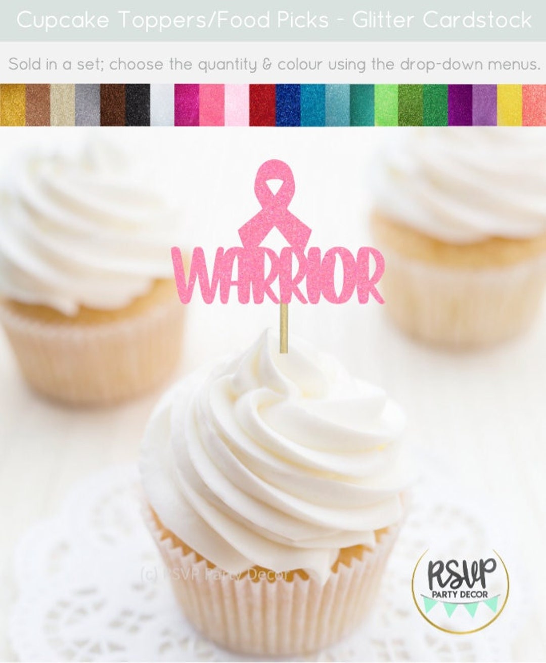 Cancer Warrior Cupcake Toppers, Cancer Survivor Party Decor, Cancer ...