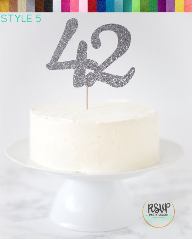 Forty Two Cake Topper 42 Cake Topper Fortytwo Cake Topper | Etsy