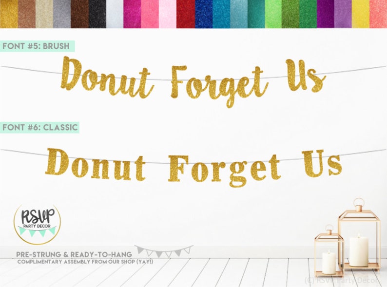 Donut Forget Us Banner, Glitter Donut Forget Us Sign, Donut Bar Banner ...