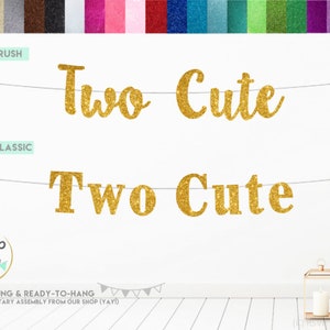 Two Cute Banner, Glitter Two Cute Sign, Second Birthday Banner, 2nd ...