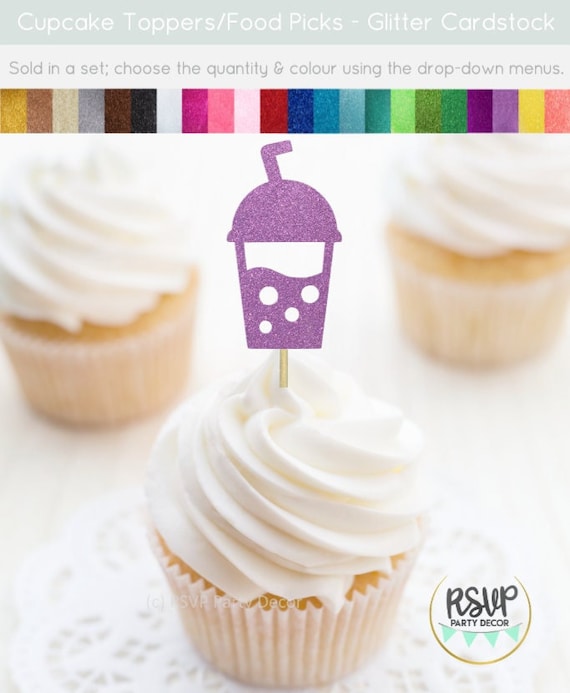 Bubble Tea Cupcake Toppers, Boba Party Decor, Bubble Tea Birthday Party ...