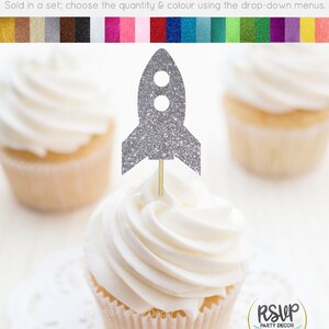 Rocket Ship Cupcake Toppers, Space Themed Cupcake Toppers, Space Themed ...
