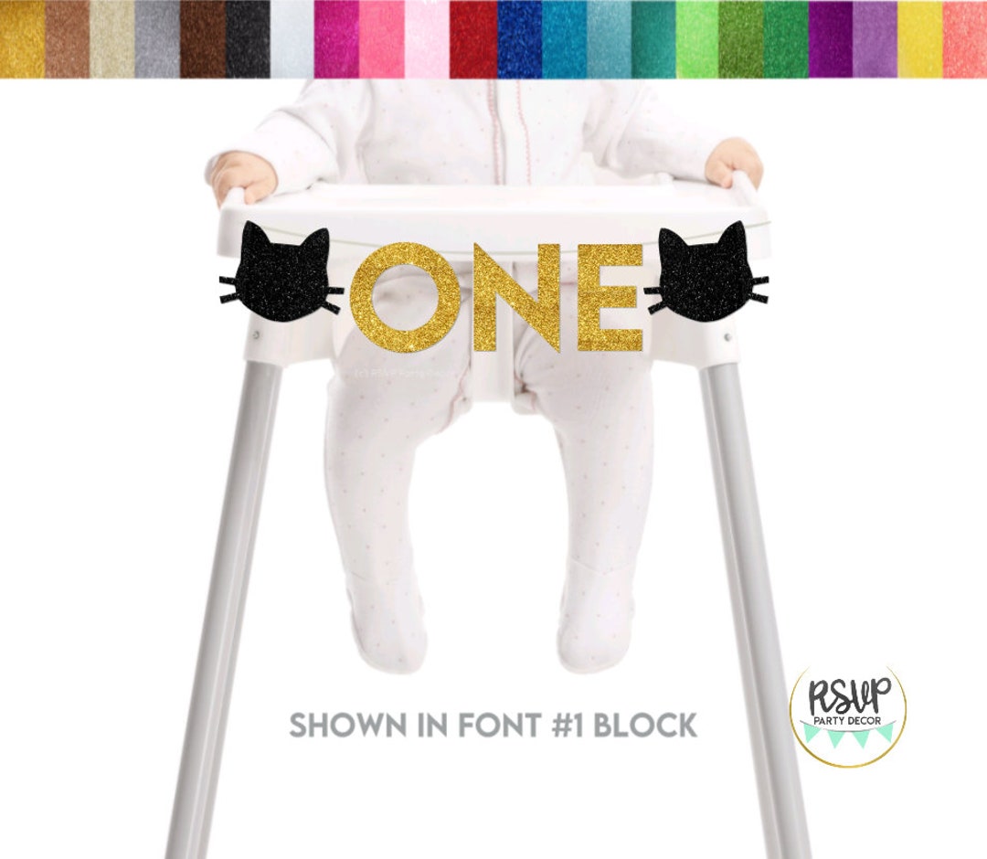 Cat One High Chair Banner, Cat 1st Birthday Party Decor, Kitty First ...