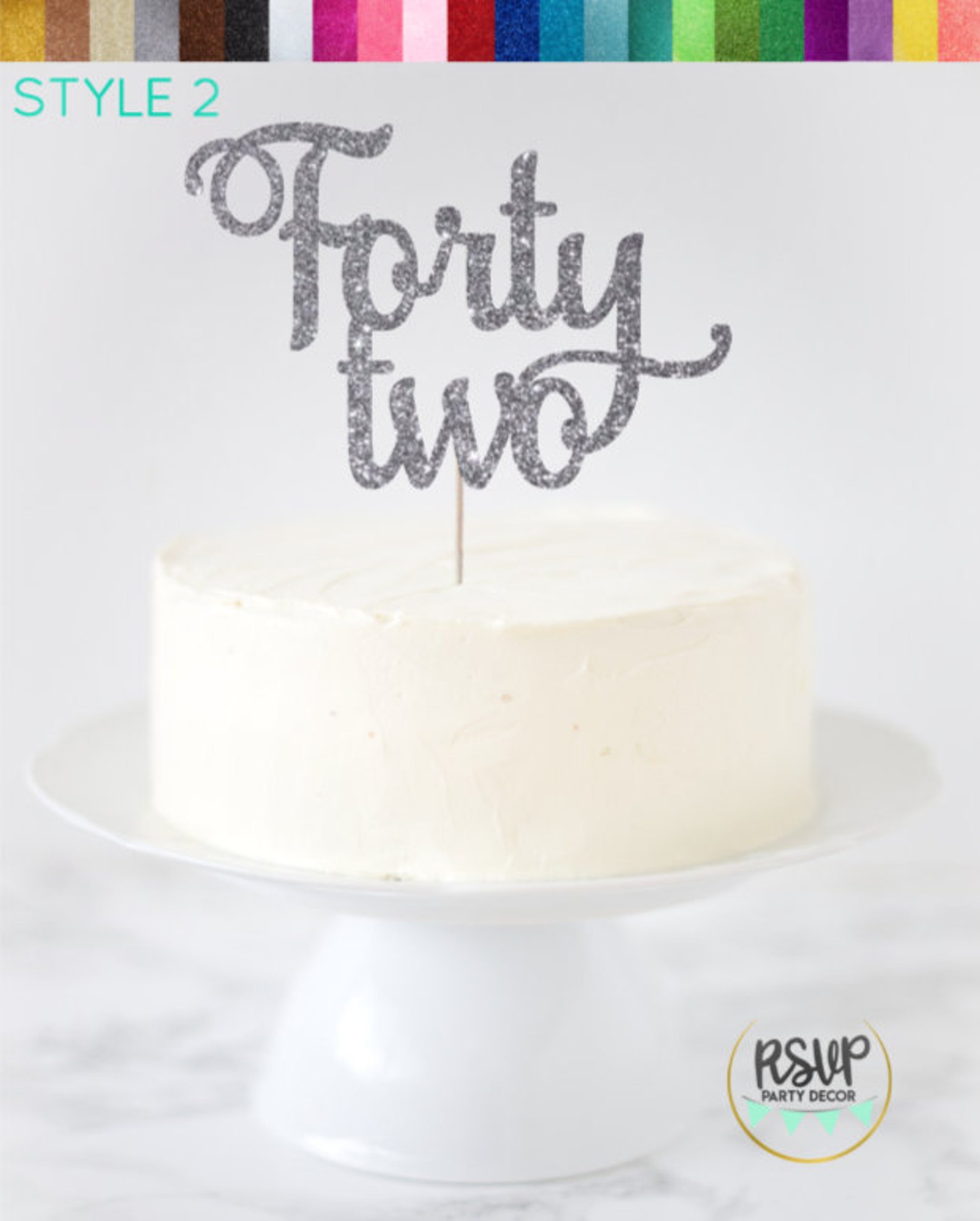 Forty Two Cake Topper, 42 Cake Topper, Fortytwo Cake Topper, Happy 42nd ...