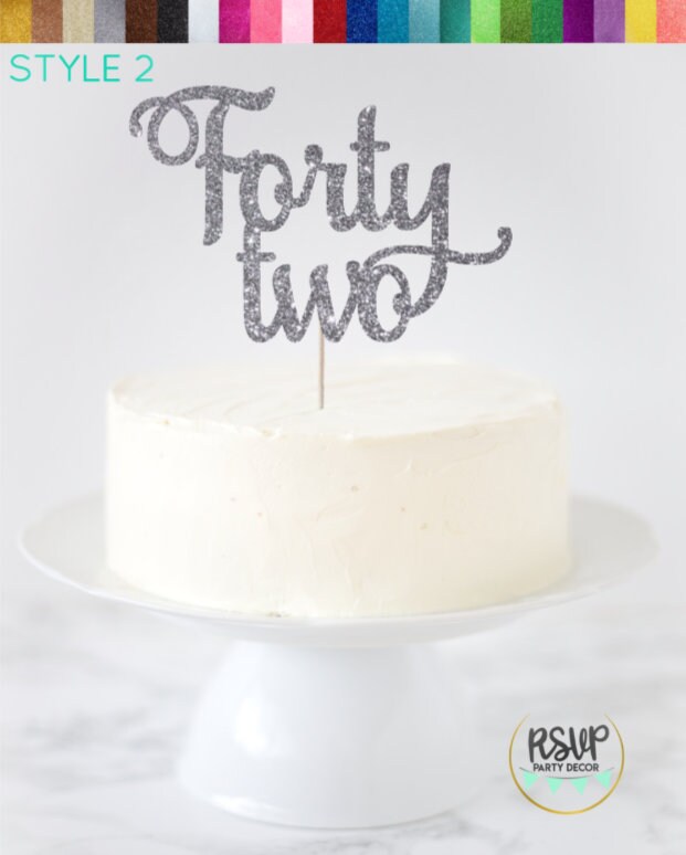 Forty Two Cake Topper 42 Cake Topper Fortytwo Cake Topper | Etsy