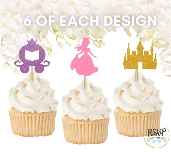 18 PCS Princess Cupcake Toppers, Princess Birthday Party Decorations ...