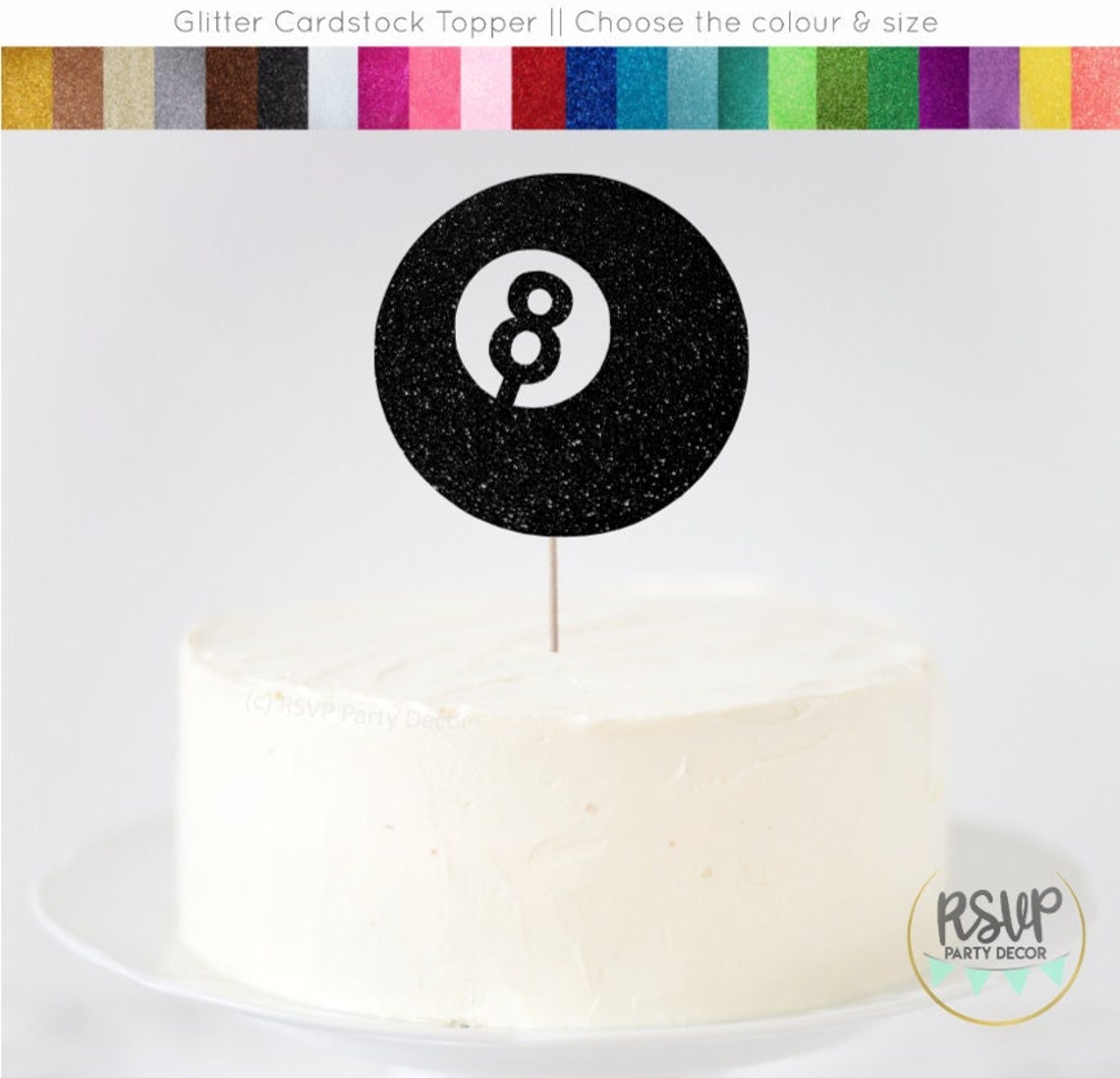 Magic 8 Ball Cake Topper, 8th Birthday Party Decor, 8th Birthday Cake ...
