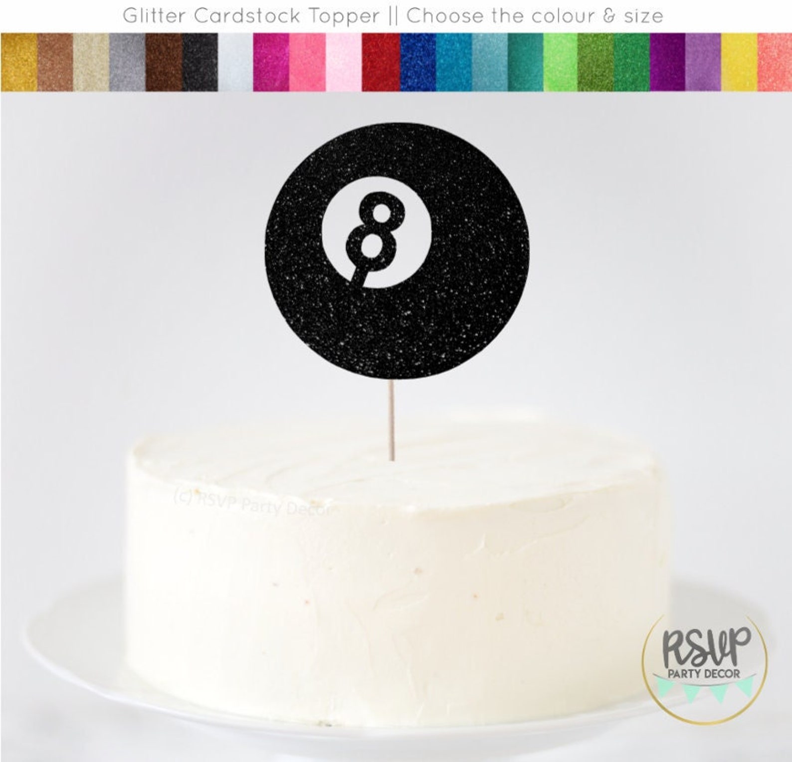 Magic 8 Ball Cake Topper, 8th Birthday Party Decor, 8th Birthday Cake ...