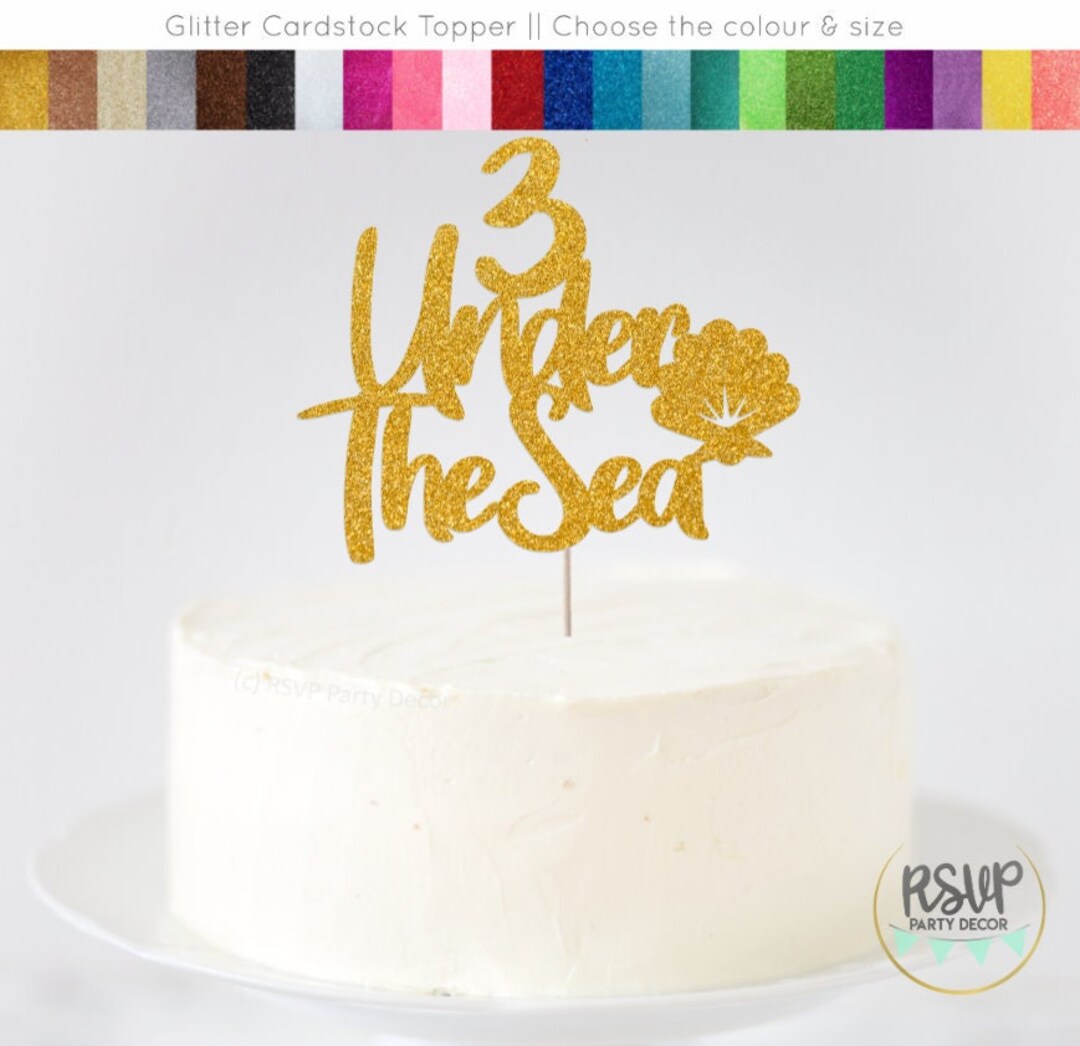 3 Under the Sea Cake Topper, Ocean Themed 3rd Birthday Cake Topper ...
