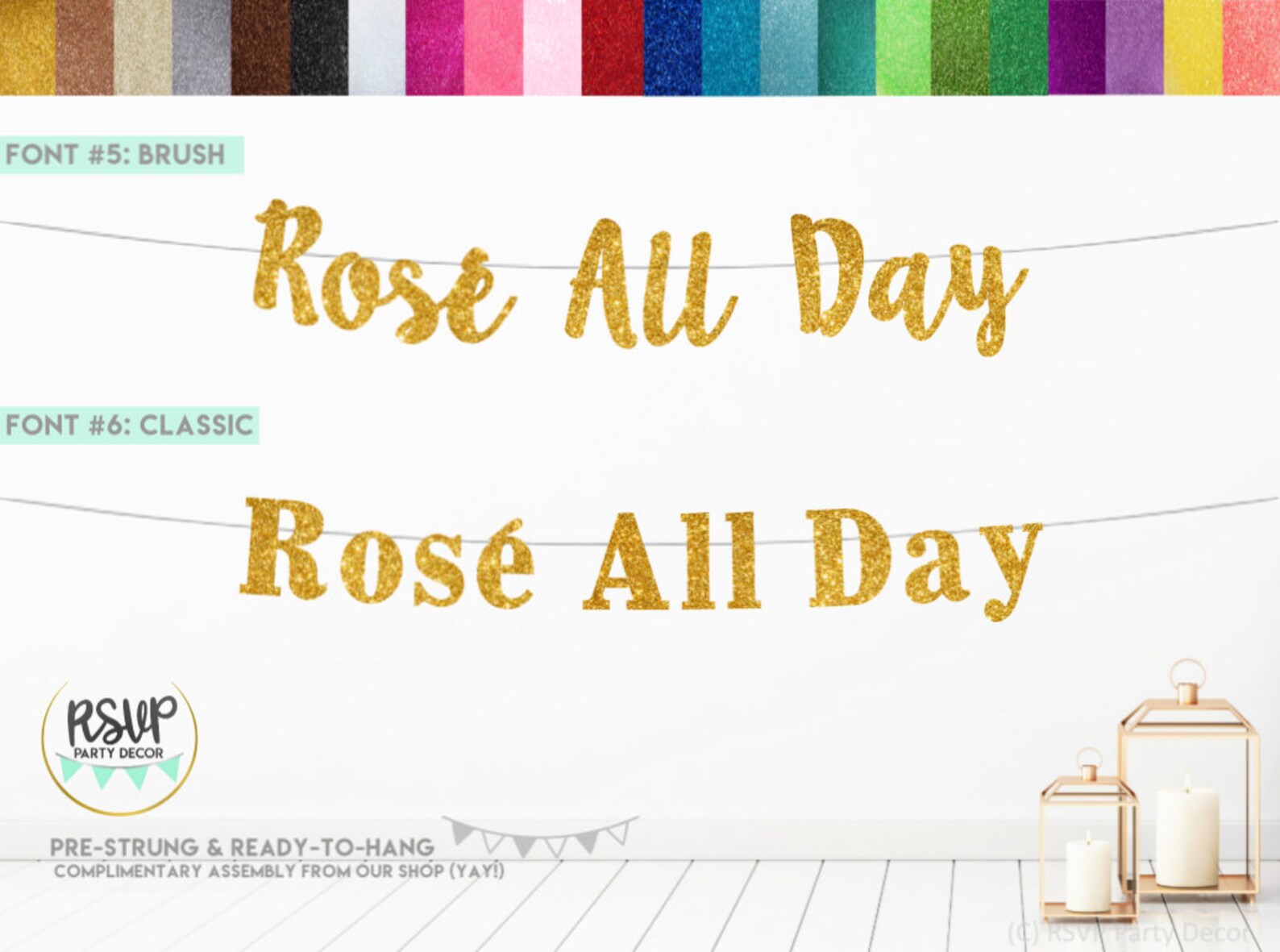 Rosé All Day Banner Glitter Rose All Day Sign Bubbly Bar - Etsy