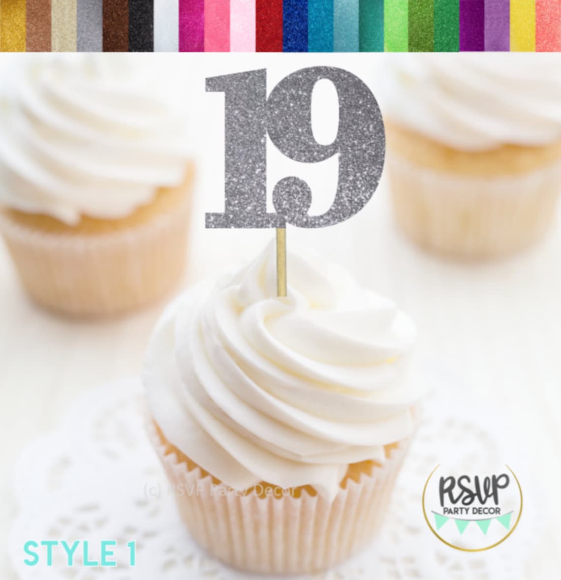 Number 19 Cupcake Toppers Nineteen Food Picks 19th Birthday - Etsy
