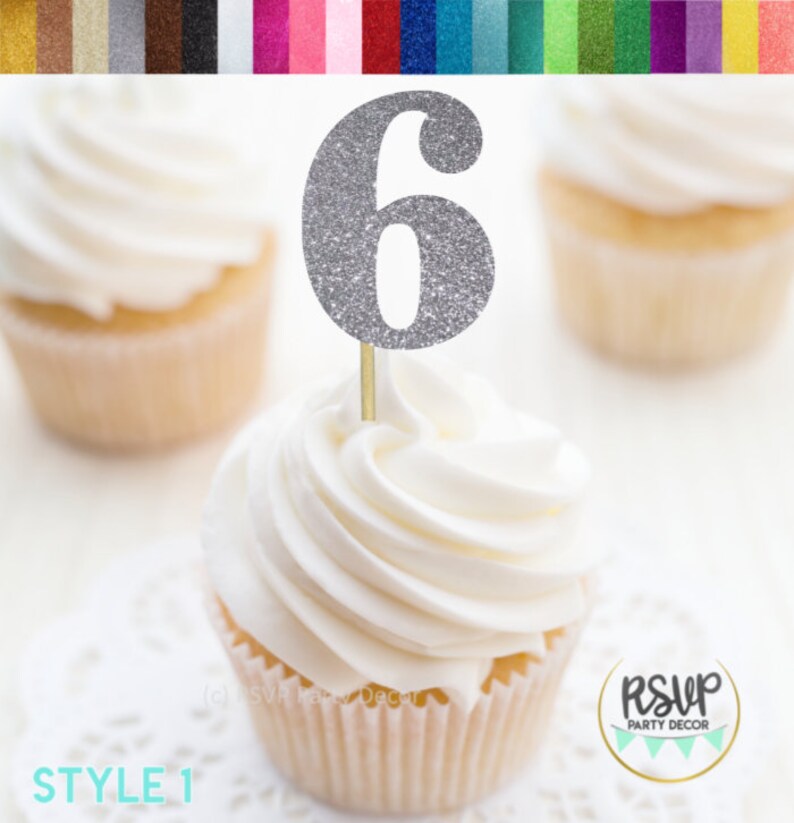Number 6 Cupcake Toppers Six Food Picks 6th Birthday | Etsy