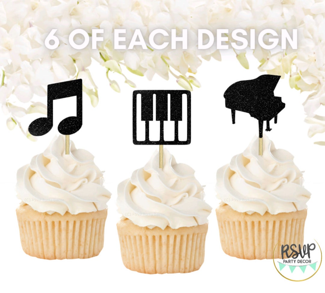 18 PCS Piano Cupcake Topper Set, Piano Party Decorations, Piano ...