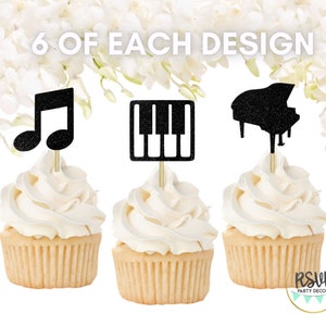 18 PCS Piano Cupcake Topper Set, Piano Party Decorations, Piano ...