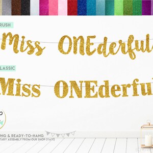 Miss Onederful Banner, Glitter Ms Oneferful Banner, Miss Oneferful Sign ...