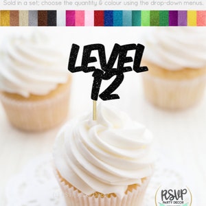 Custom Level Cupcake Toppers, Video Game Birthday Party Decorations ...