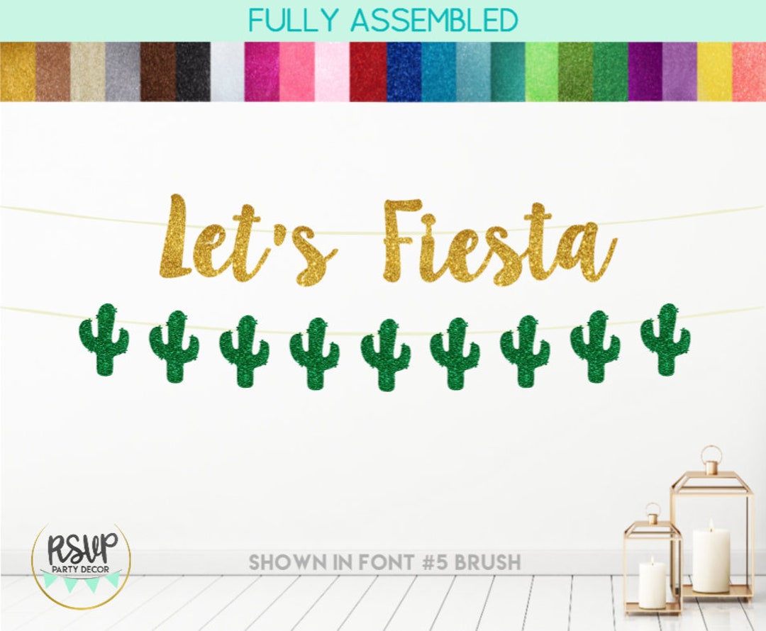 Let's Fiesta Banner, Cactus Garland, Fiesta Party Decorations, Cinco De ...