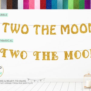 Two the Moon Banner, Glitter Two the Moon Sign, Moon 2nd Birthday Decor ...