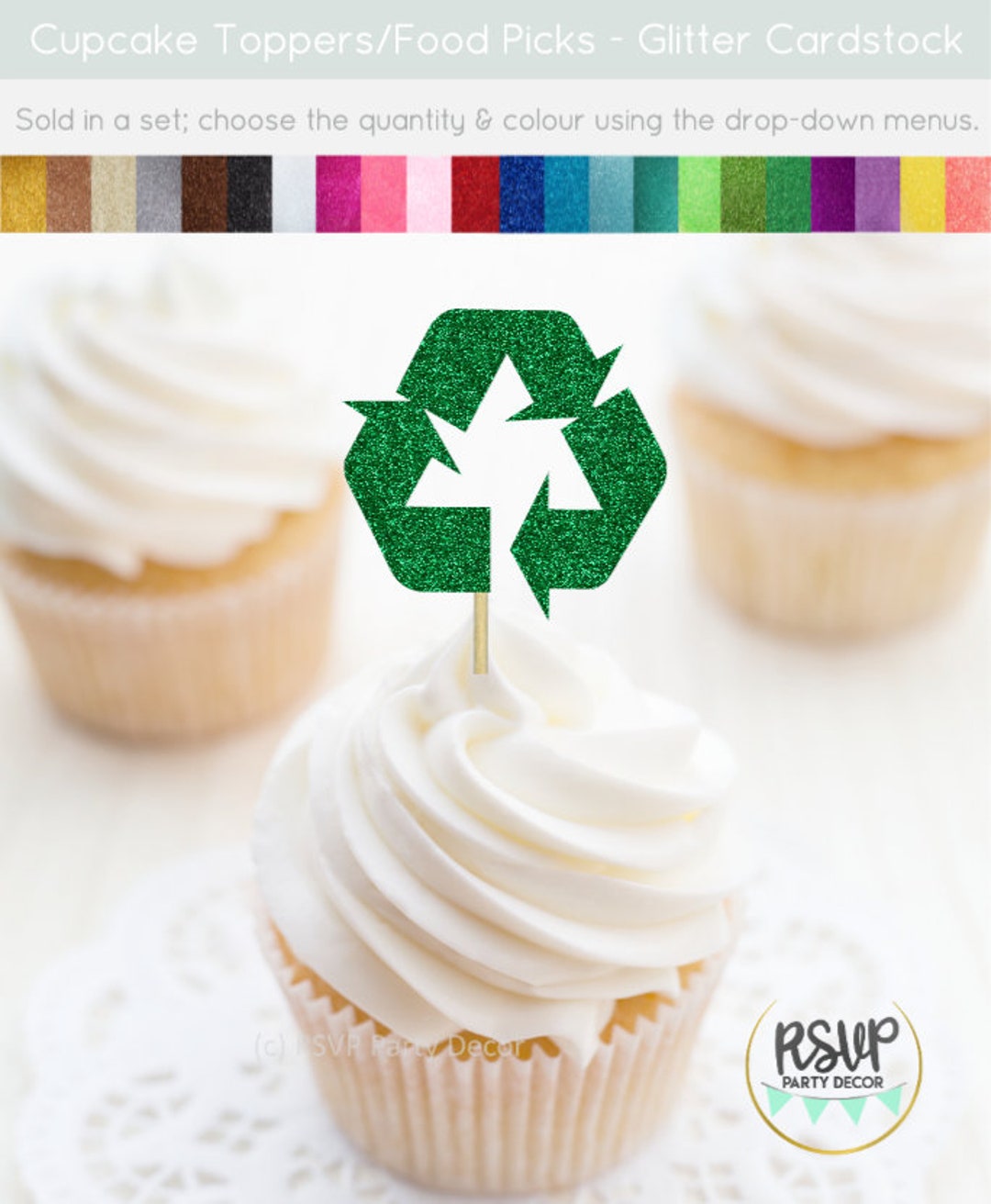 Recycle Cupcake Toppers, Earth Day Food Picks, Earth Day Party Decor ...