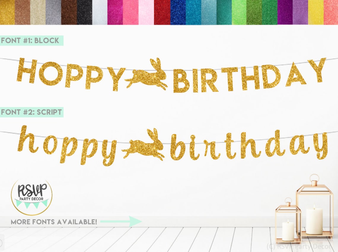 Hoppy Birthday Banner Bunny Themed Birthday Decor Somebunny - Etsy