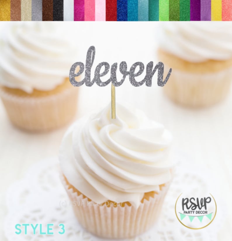 Number 11 Cupcake Toppers, Eleven Food Picks, 11th Birthday Decorations ...