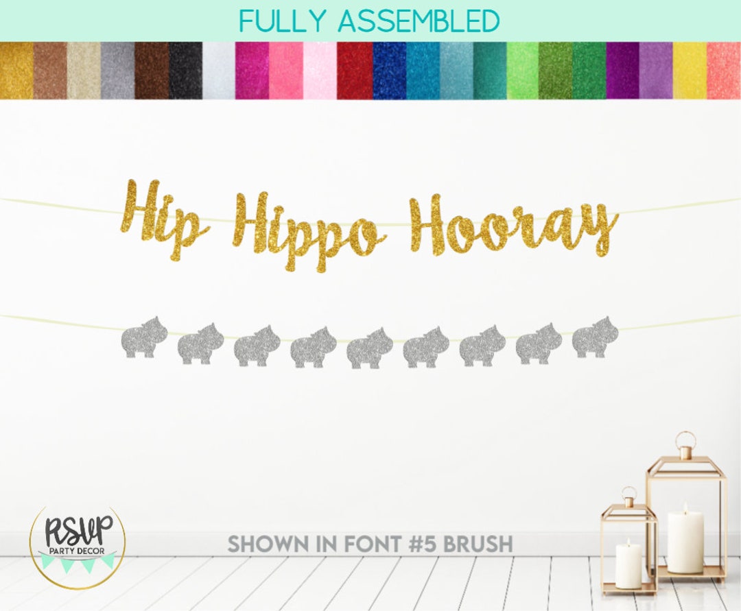 Hip Hippo Hooray Banner, Hippo Garland, Hippo Birthday Party Decor ...