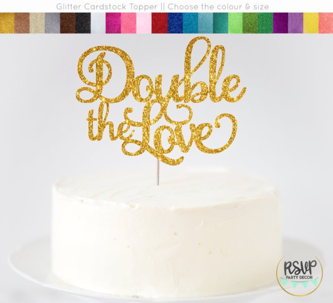Double the Love Cake Topper Twins Cake Topper It's | Etsy