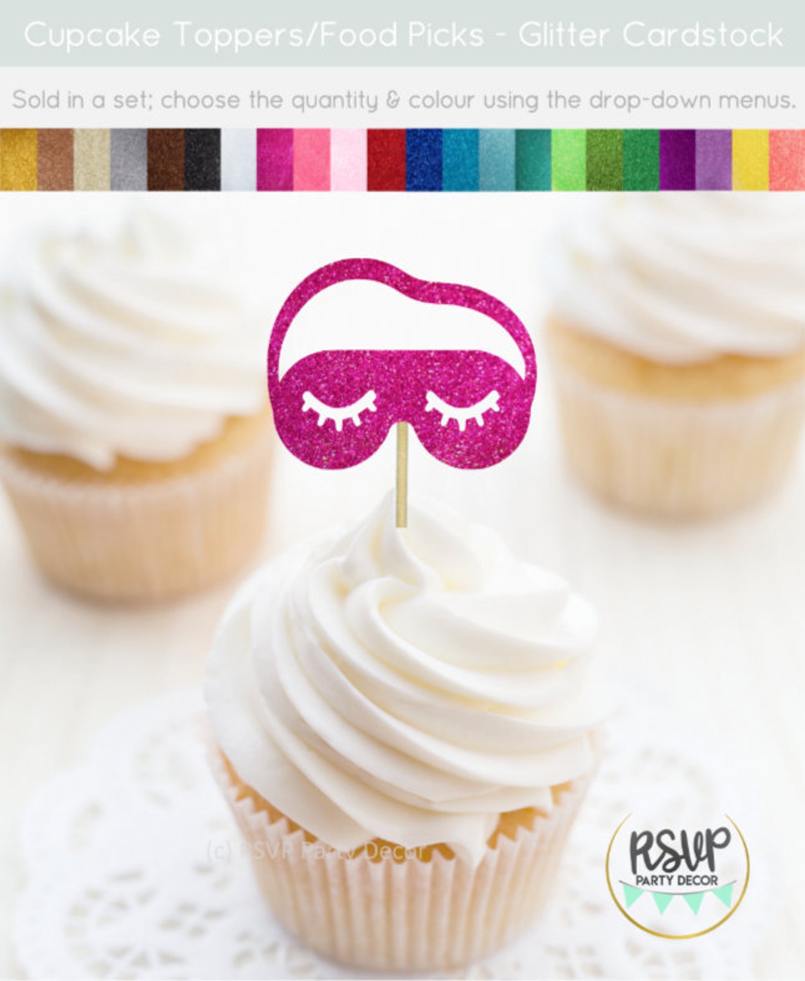 Sleep Mask Cupcake Toppers Pancakes and Pajamas Party - Etsy