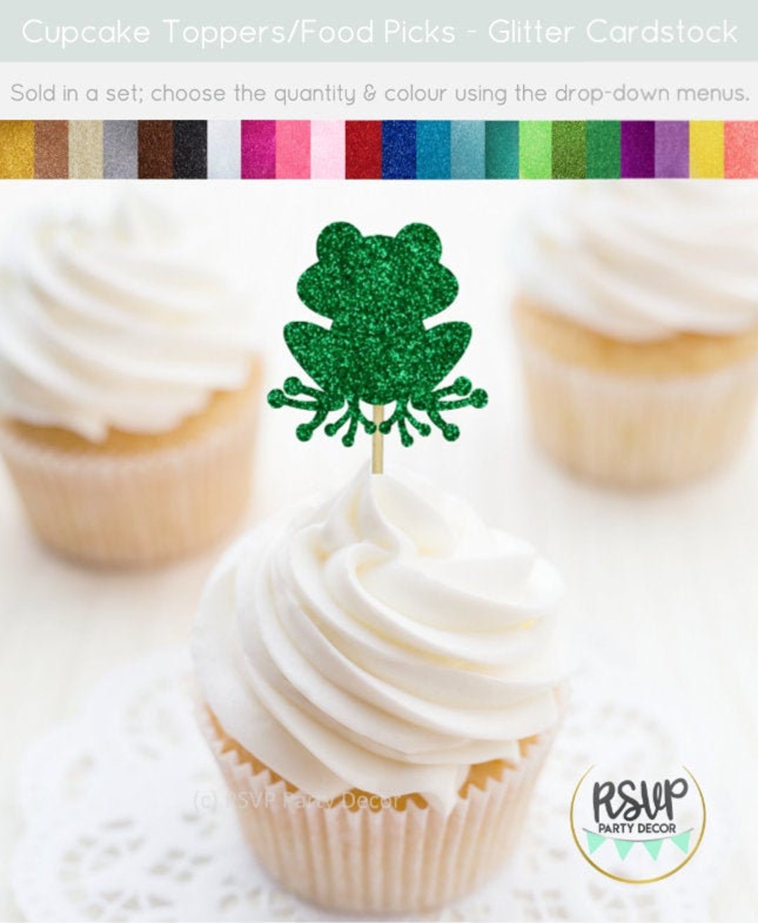 Frog Cupcake Toppers, Frog Food Picks, Frog Party Decor, Rainforest ...