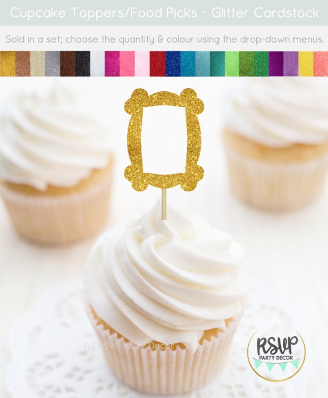 Friends Frame Cupcake Toppers, Frame Food Picks, Friends Themed ...