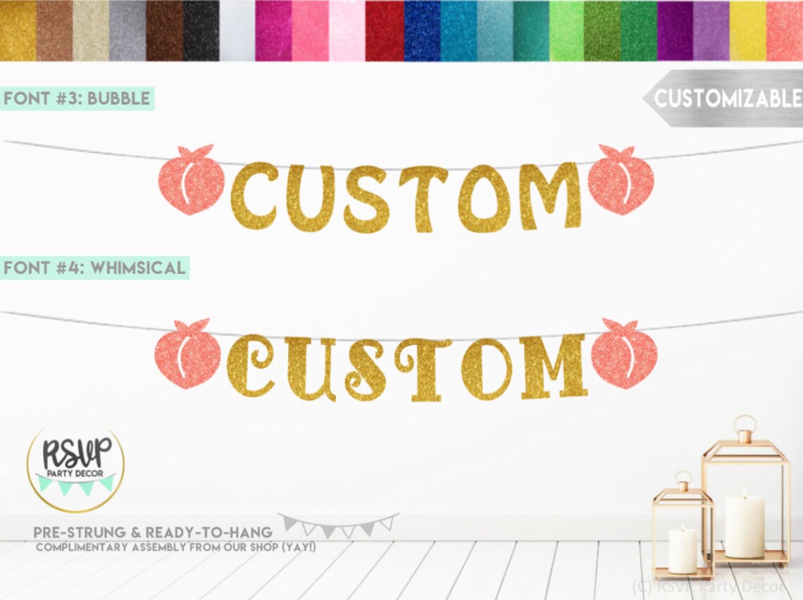 Custom Peach Banner Peach Themed Party Decorations One Sweet | Etsy