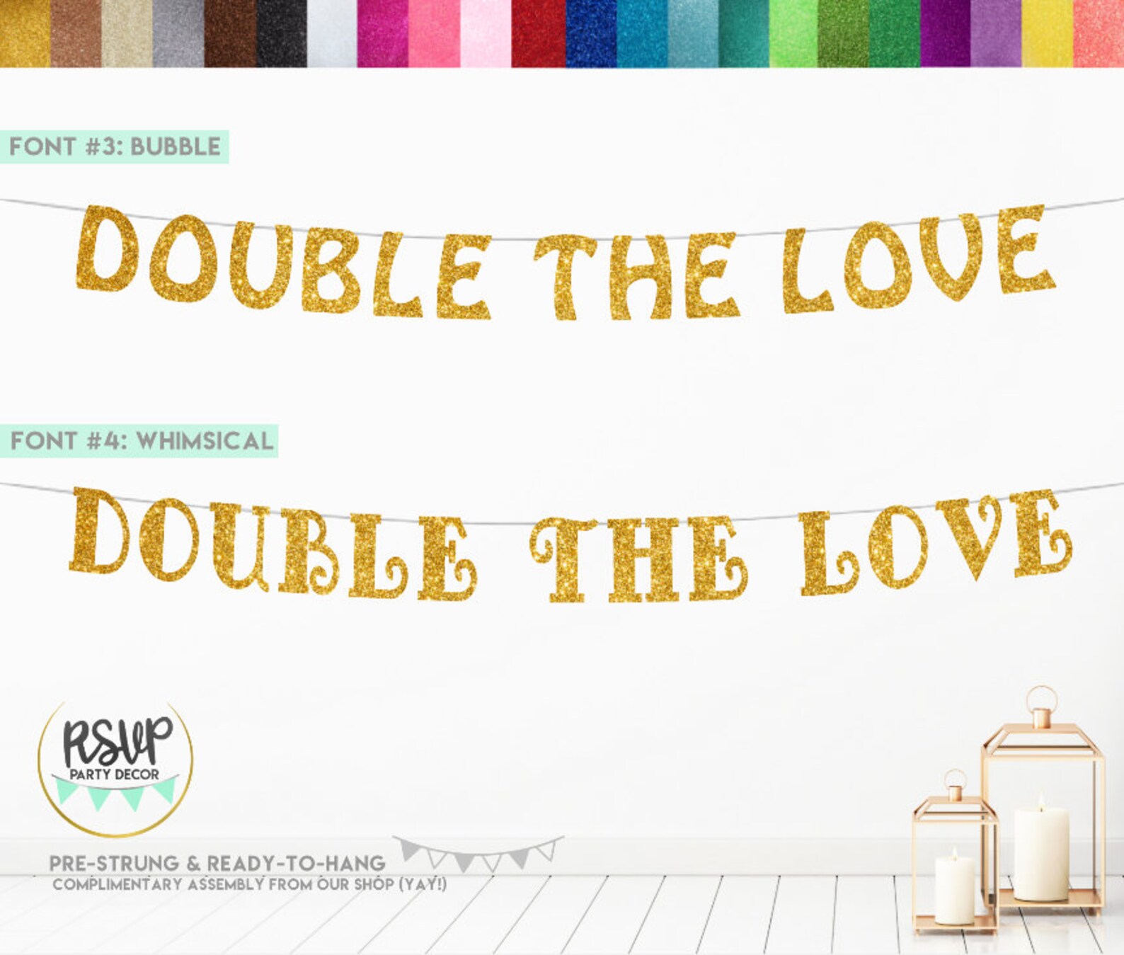 Double the Love Banner, Double the Love Sign, Twin Baby Shower Banner ...
