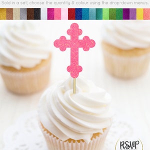 Cross Cupcake Toppers, Baptism Cupcake Toppers, Christening Cupcake ...