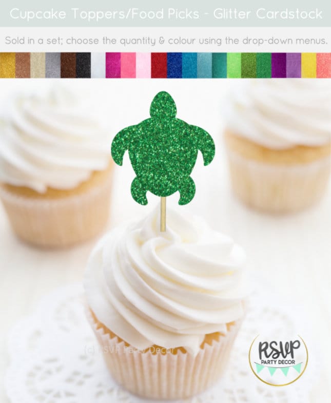 Turtle Cupcake Toppers Seaturtle Food Picks Turtle Party | Etsy