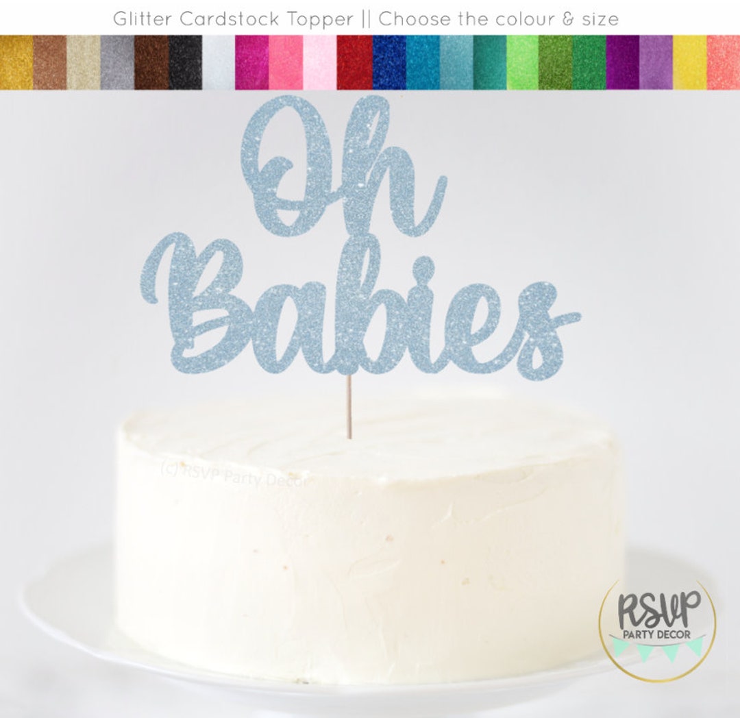 Baby Shower Cake Topper for Twins, Oh Babies Cake Topper, Twin Gender ...