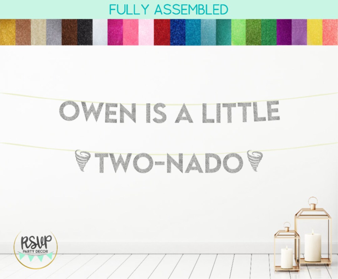 Personalized Two-nado Banner, Tornado 2nd Birthday Decorations, Two ...