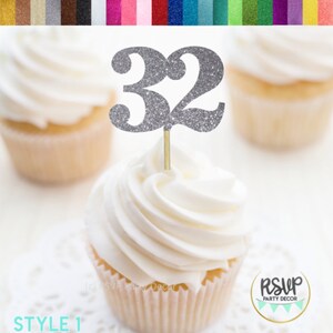 Number 32 Cupcake Toppers, Thirty Two Food Picks, 32nd Birthday ...