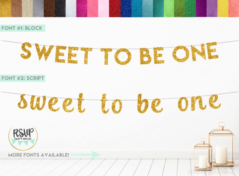 Sweet to Be One Banner, Glitter 1st Birthday Banner, Cake Smash Banner ...