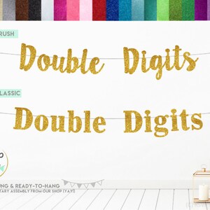 Double Digits Banner, Glitter Double Digits Sign, 10th Birthday Banner ...