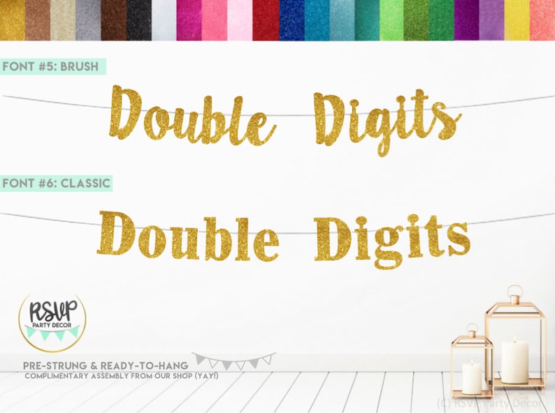 Double Digits Banner Glitter Double Digits Sign 10th - Etsy