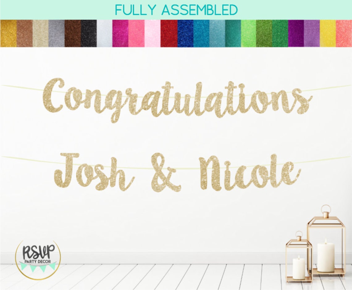 Custom Congratulations Banner Engagement Party Decorations | Etsy