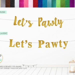 Let's Pawty Banner, Dog Birthday Party Decor, Dog Birthday Banner ...