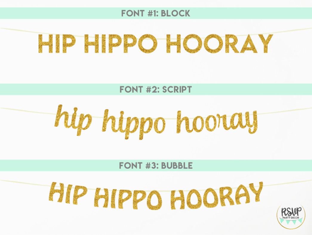 Hip Hippo Hooray Banner, Hippo Garland, Hippo Birthday Party Decor ...