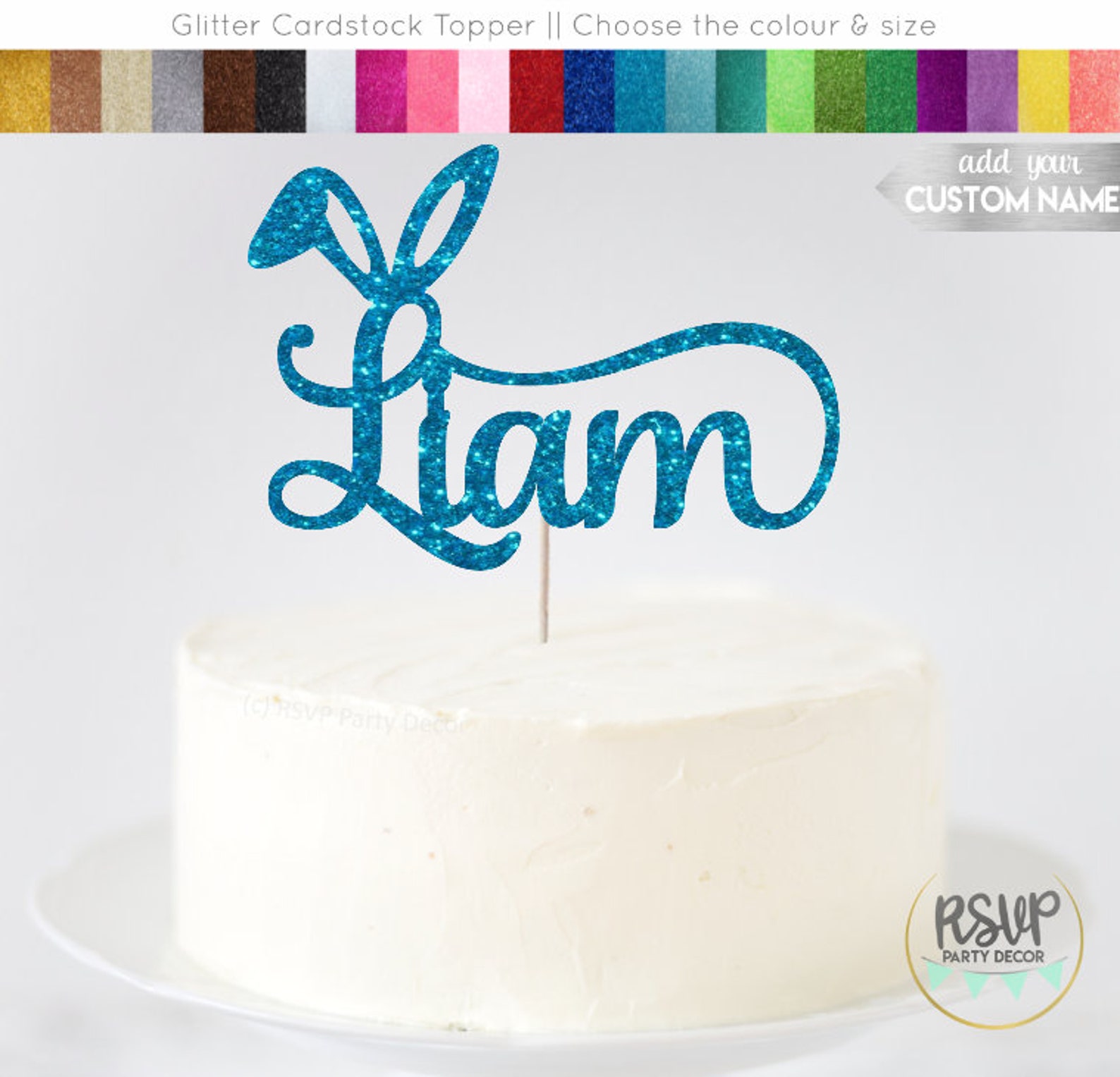 Custom Bunny Ear Cake Topper Bunny Party Decorations Custom | Etsy