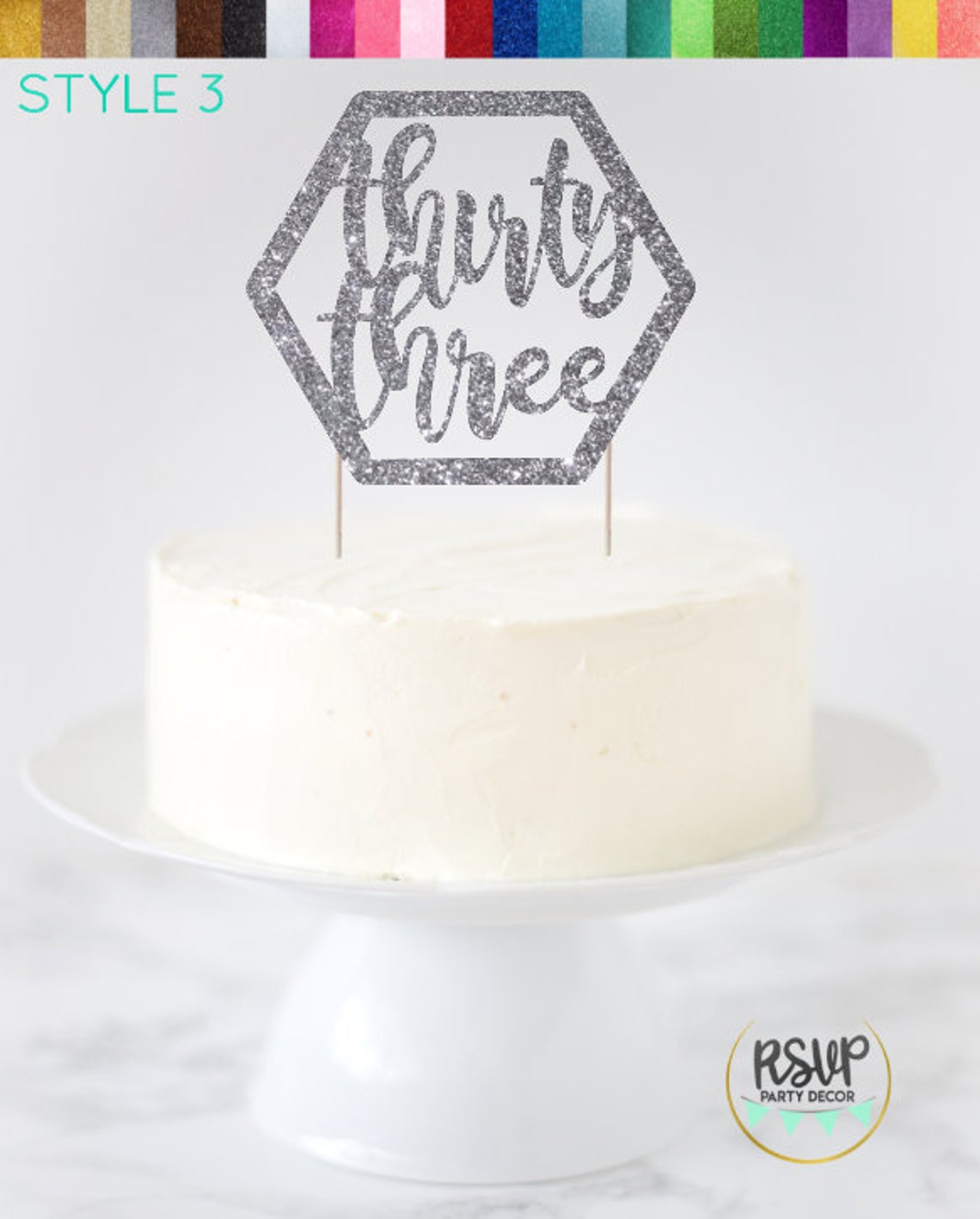 Thirty Three Cake Topper, 33 Cake Topper, Thirtythree Cake Topper ...