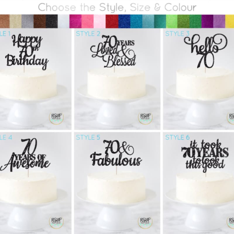 70th Birthday Cake Topper - Etsy UK