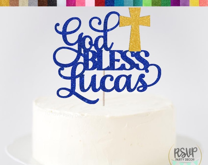 God Bless Cake Topper With Cross | Sacrament | Confirmation | Baptism ...