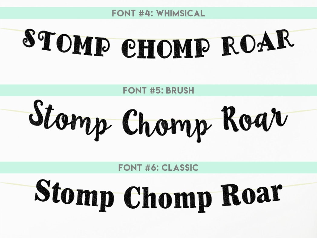 Stomp Chomp Roar Banner T Rex Dinosaur Garland Dinosaur - Etsy UK