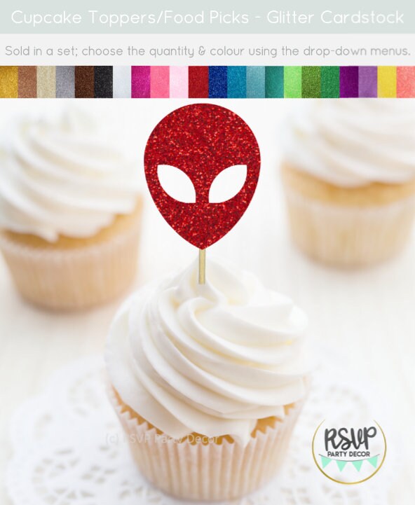 Alien Cupcake Toppers Alien Food Picks Alien Theme Birthday | Etsy