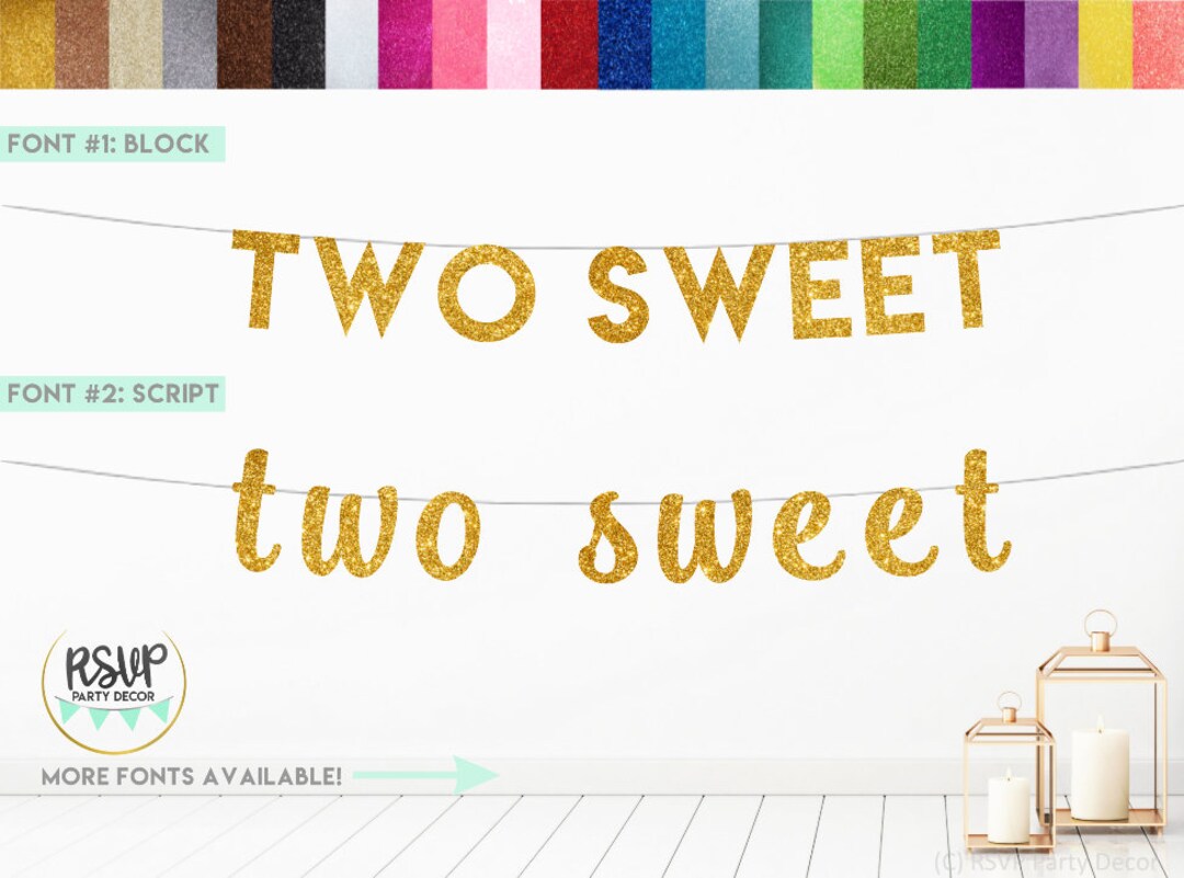 Two Sweet Banner, 2nd Birthday Banner, 2nd Birthday Party Decorations ...